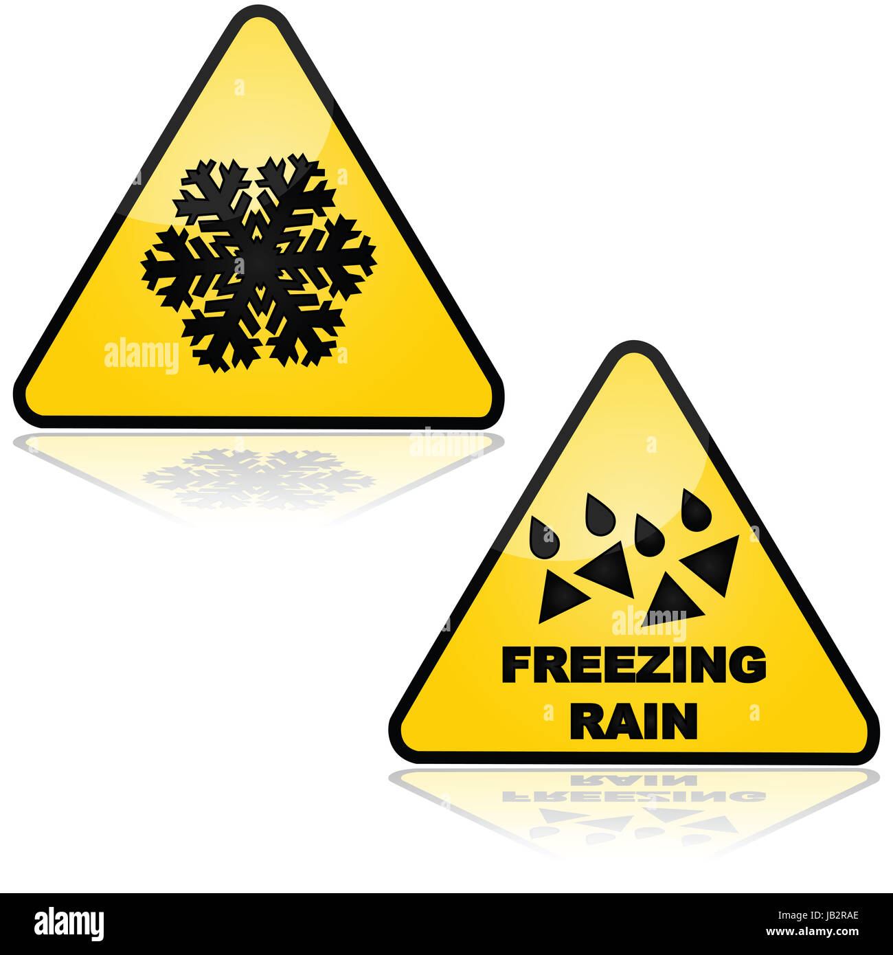 Traffic signs showing warnings for snow and freezing rain Stock Photo ...