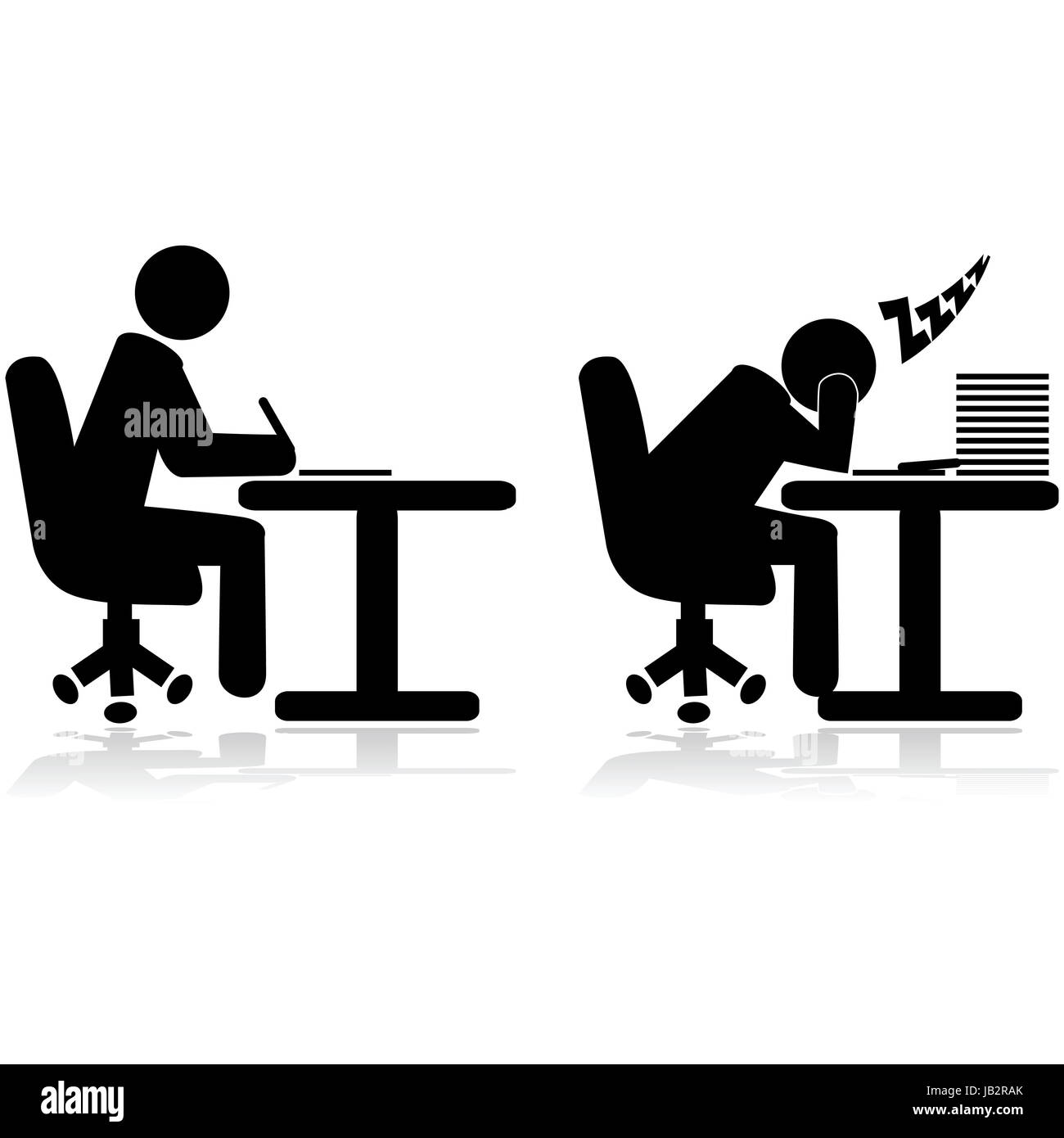 Illustration icons showing an office worker writing and another one ...