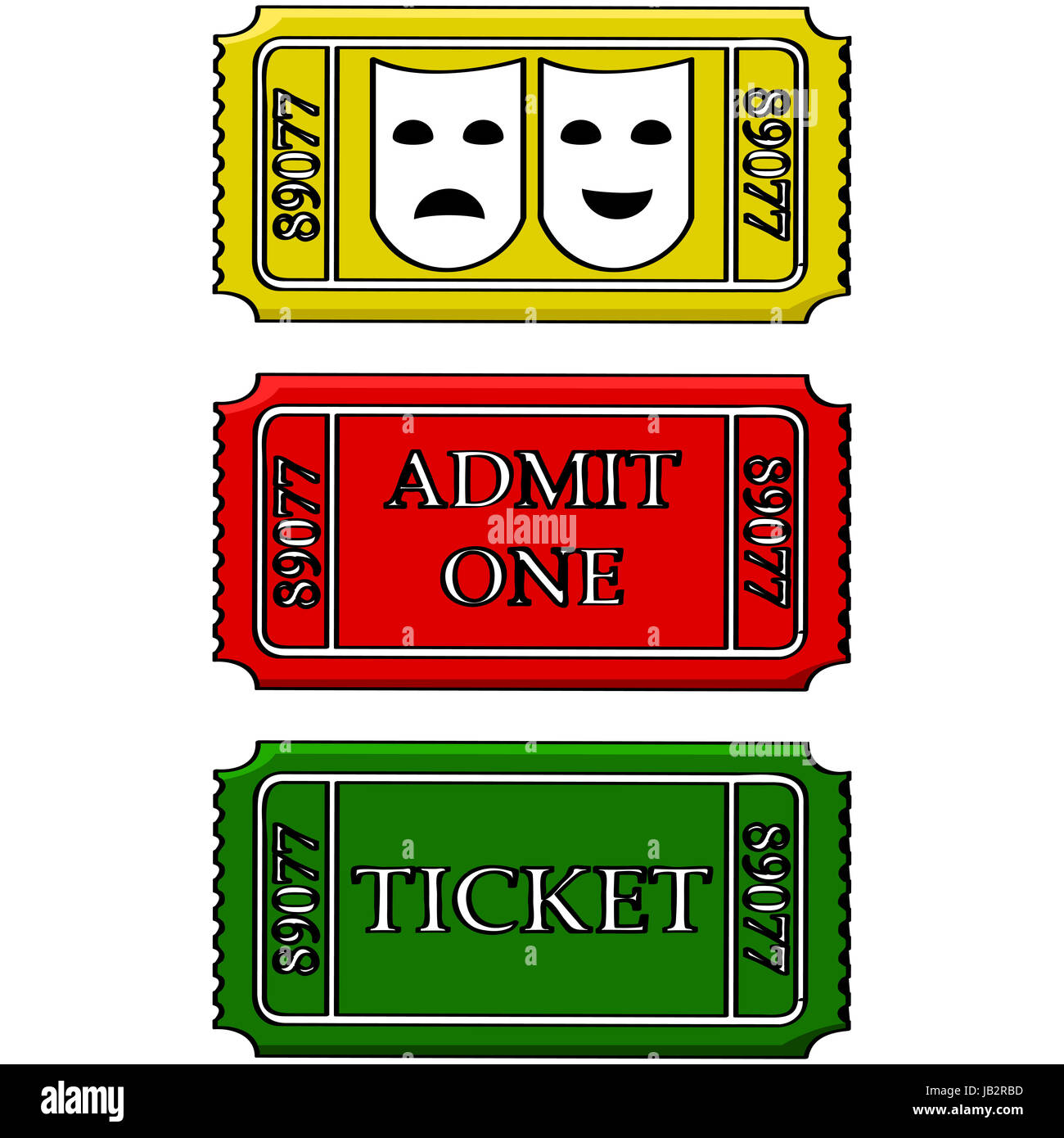 Cartoon illustration showing tickets for the movies and/or theatre ...