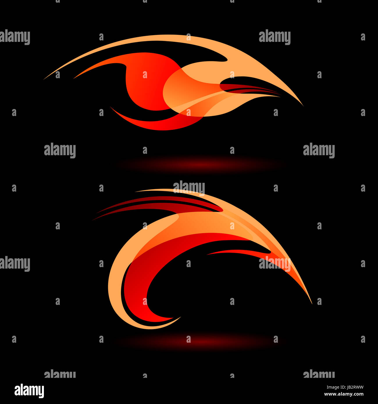 Illustration of abstract design elements in red and orange shades on ...