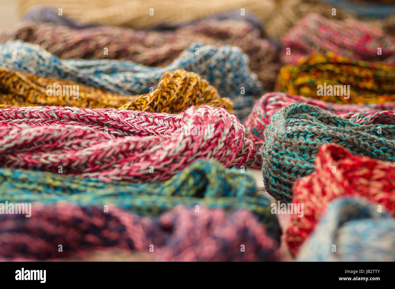 OTAVALO, ECUADOR - MAY 17, 2017: Beautiful andean traditional scarf ...
