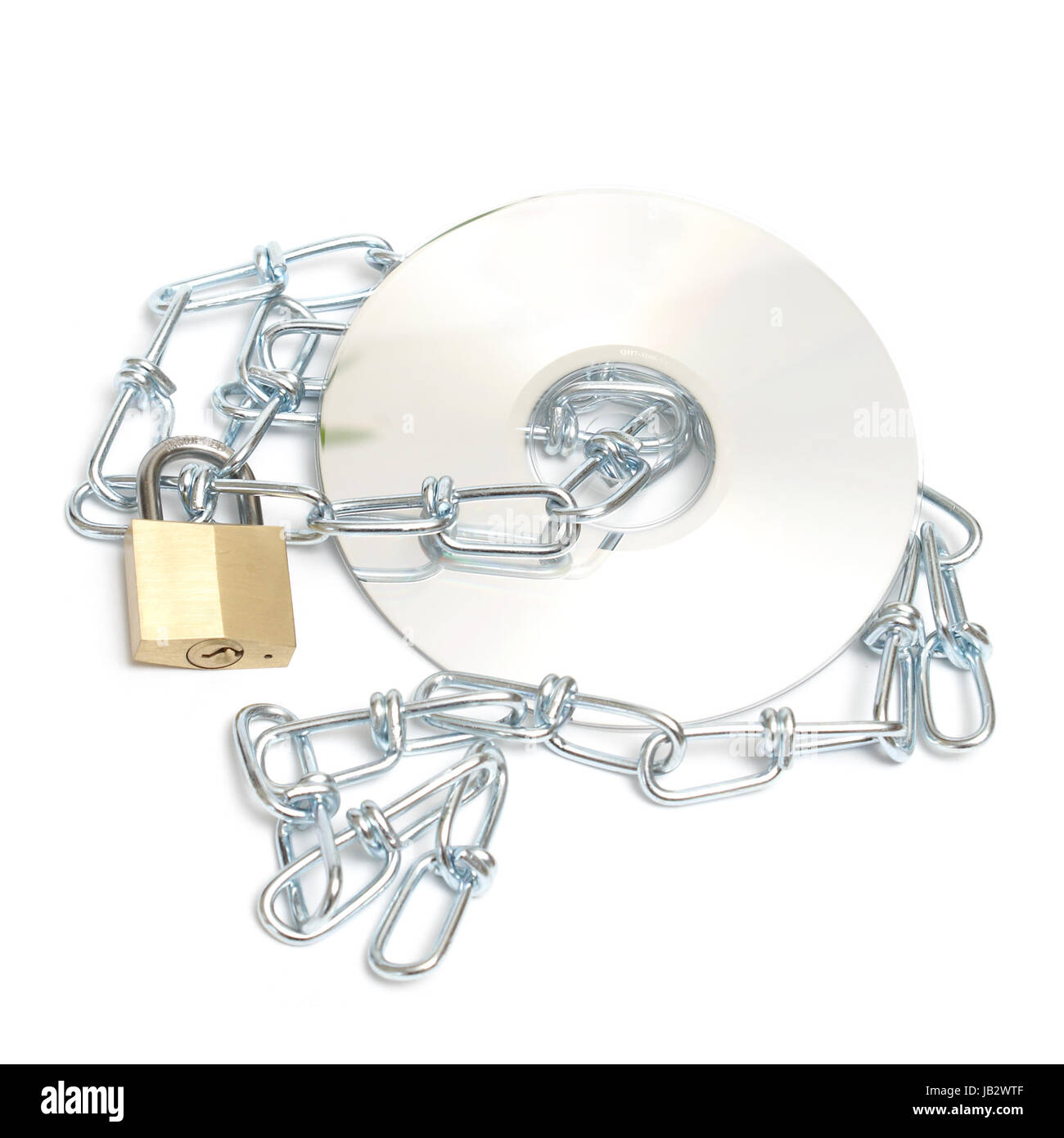 A lock and chain safeguard a data disk from any theft or copyright ...