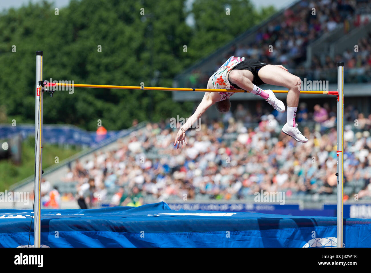 Chris BAKER competing in the men's high jump at the 2016 Diamond League ...