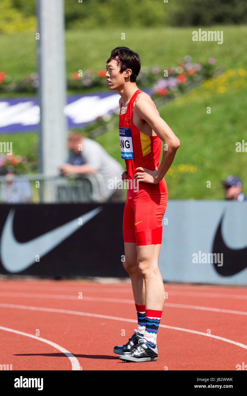 Guowei ZHANG competing in the men's high jump at the 2016 Diamond ...
