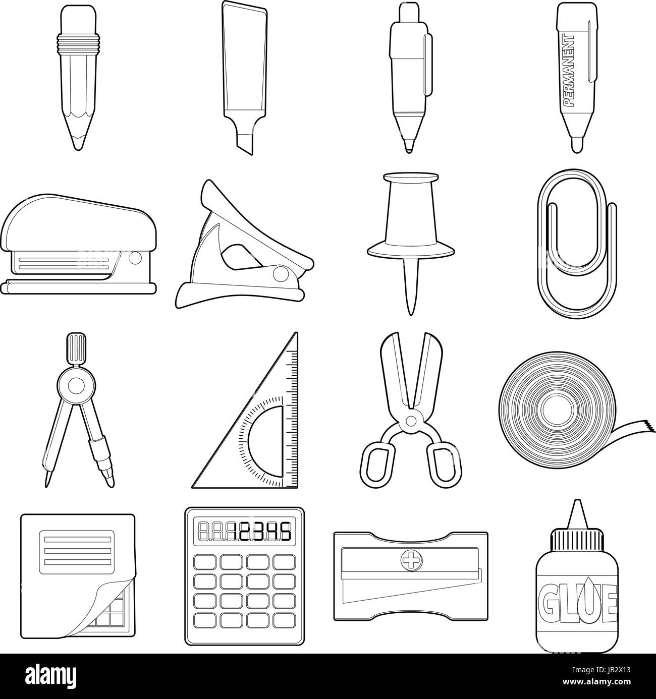 Stationery icons set, outline style Stock Vector Image & Art - Alamy