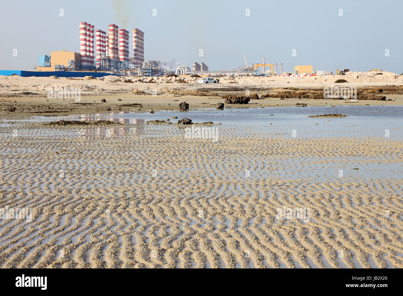 Natural Gas Power Station at the Coast of Persian Gulf in Qatar, Middle ...
