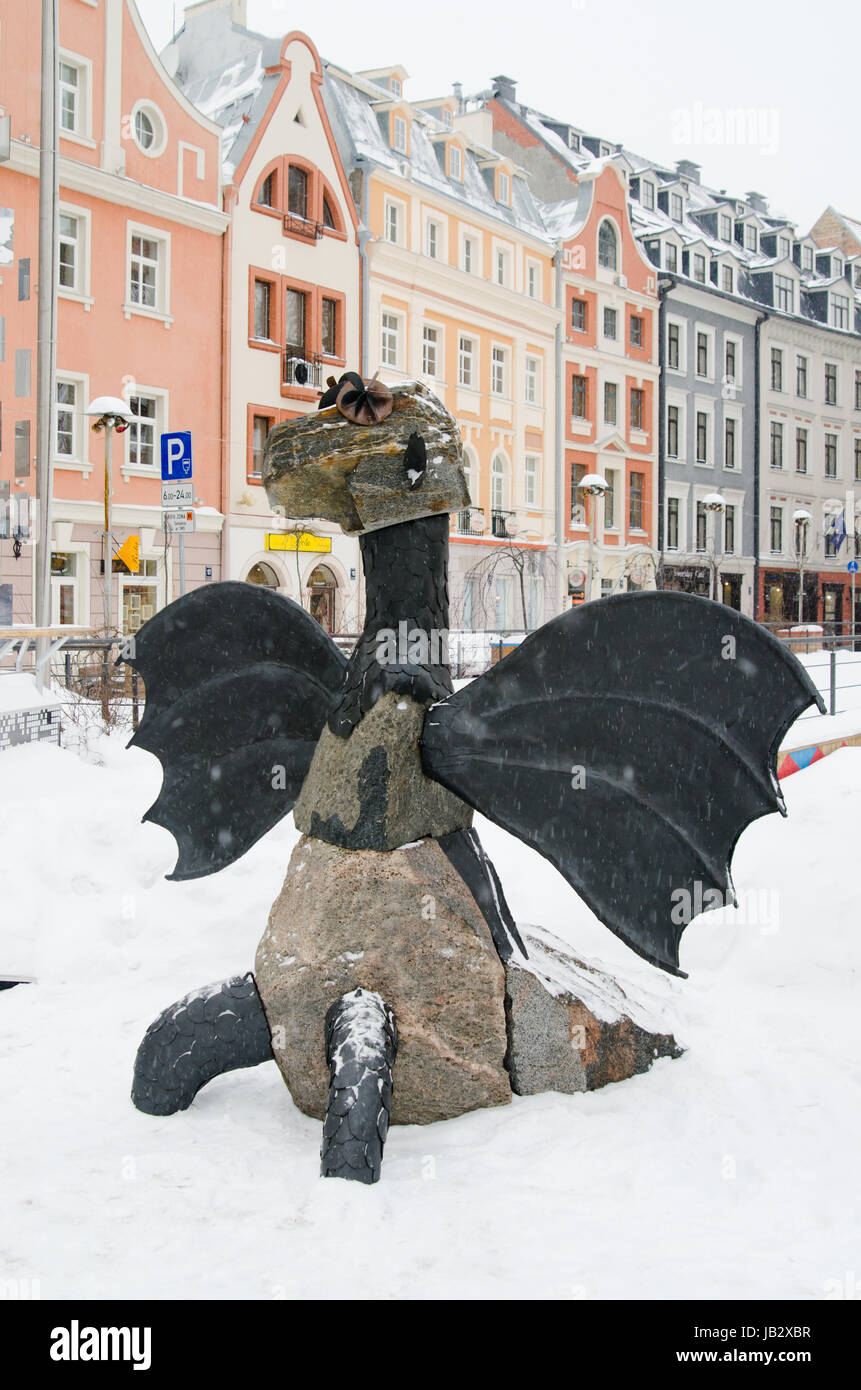 Street of Old Riga in snow day before Christmas Stock Photo - Alamy