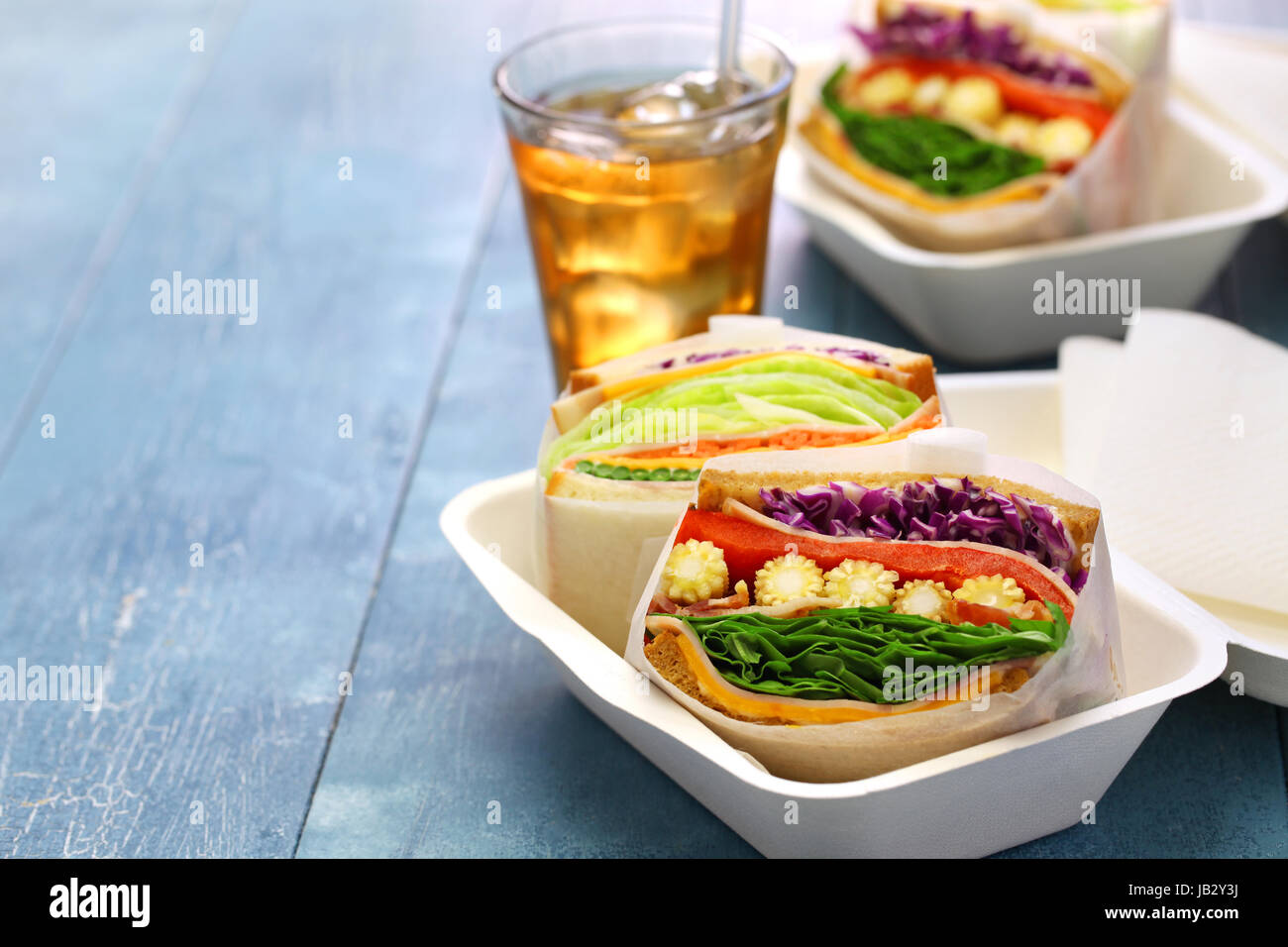 homemade healthy extreme thick sandwich Stock Photo - Alamy