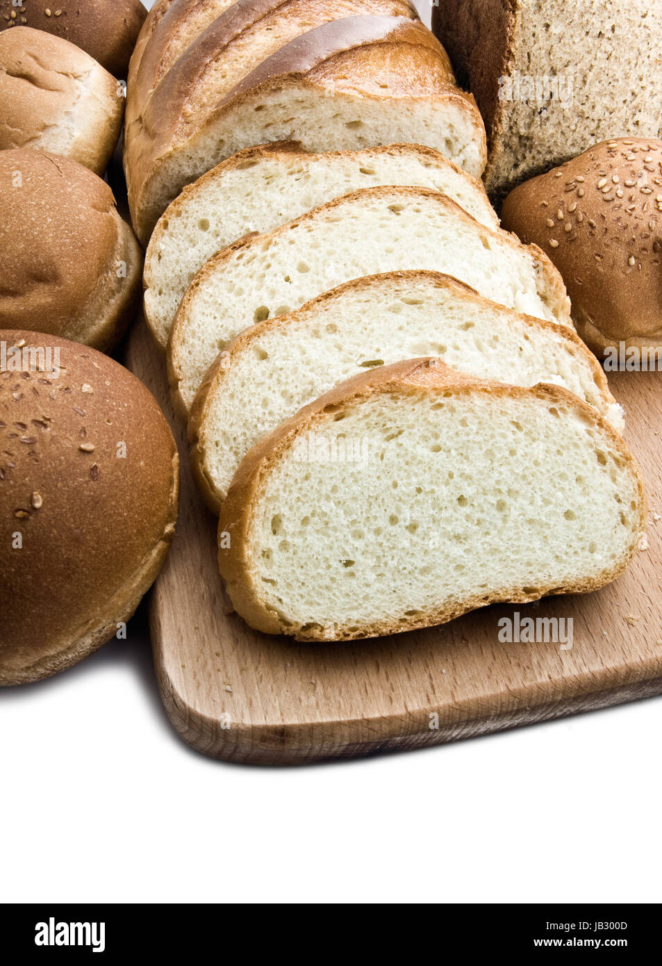 Different types of bread isolated on white background Stock Photo - Alamy
