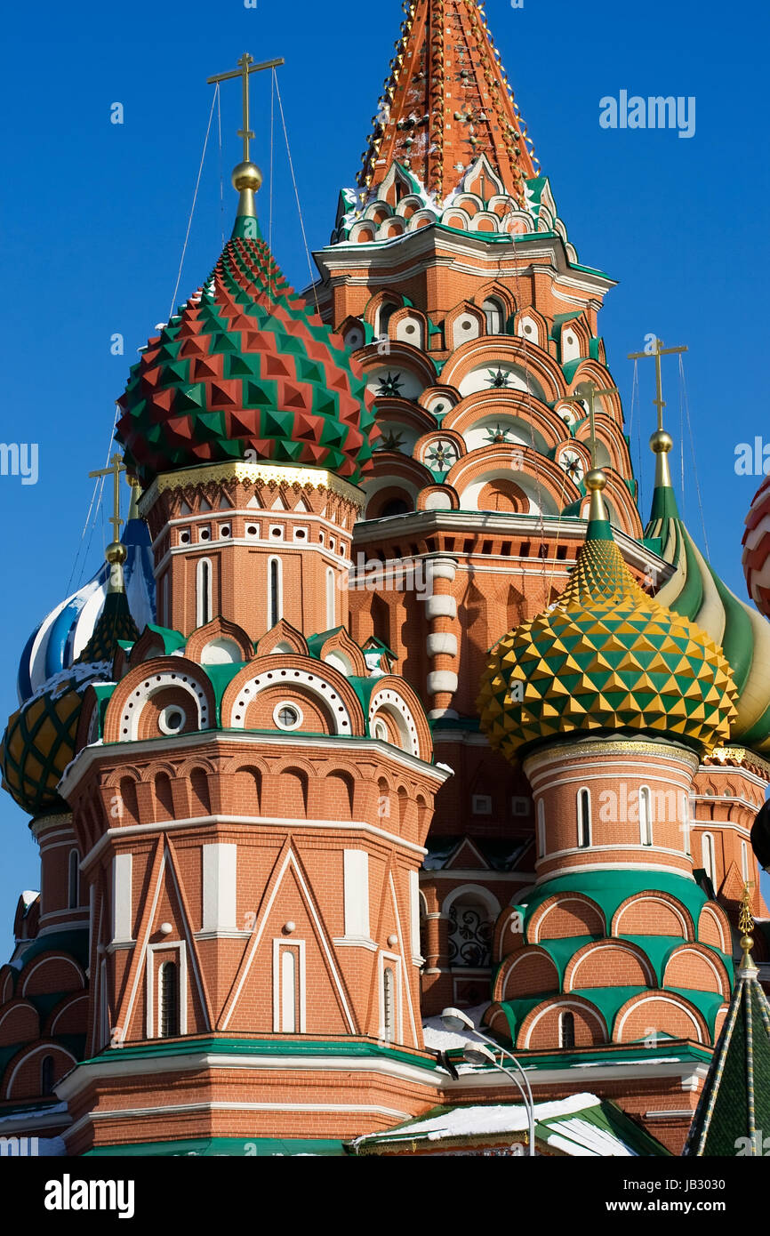 Domes details of St Basil's Cathedral on Red Square, Moscow, Russia ...