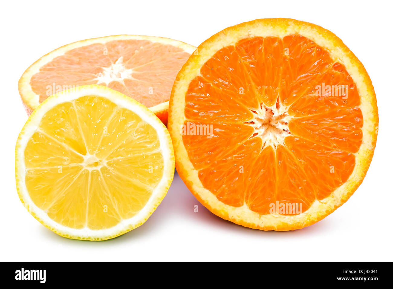 Orange and lemon isolated on white background Stock Photo - Alamy