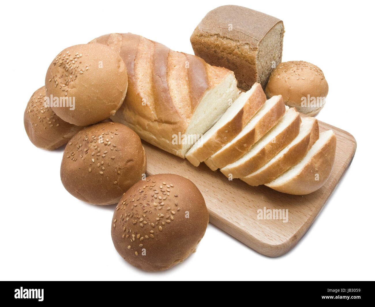 Different types of bread isolated on white Stock Photo - Alamy