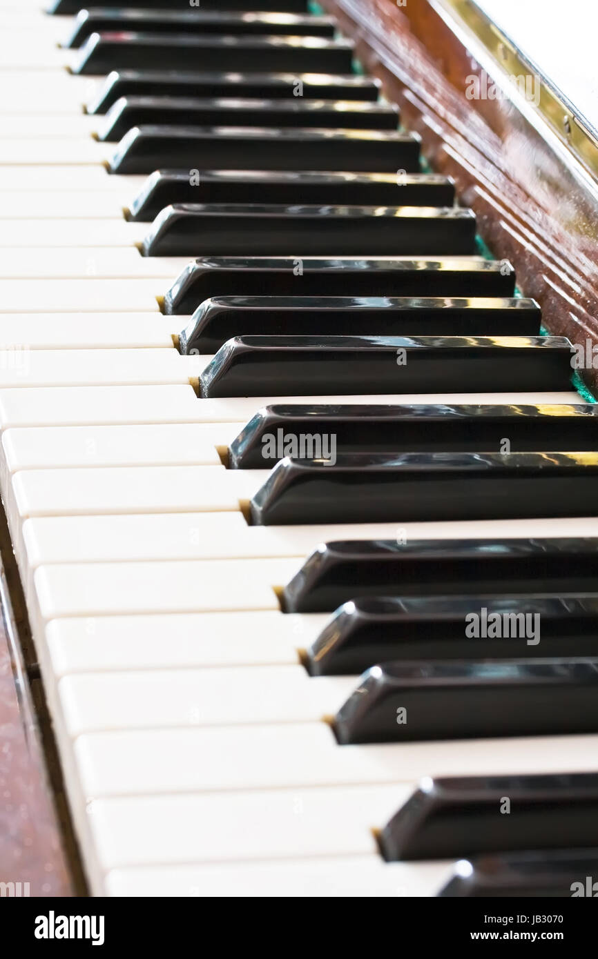 Closeup perspective view of a piano keyboard Stock Photo - Alamy