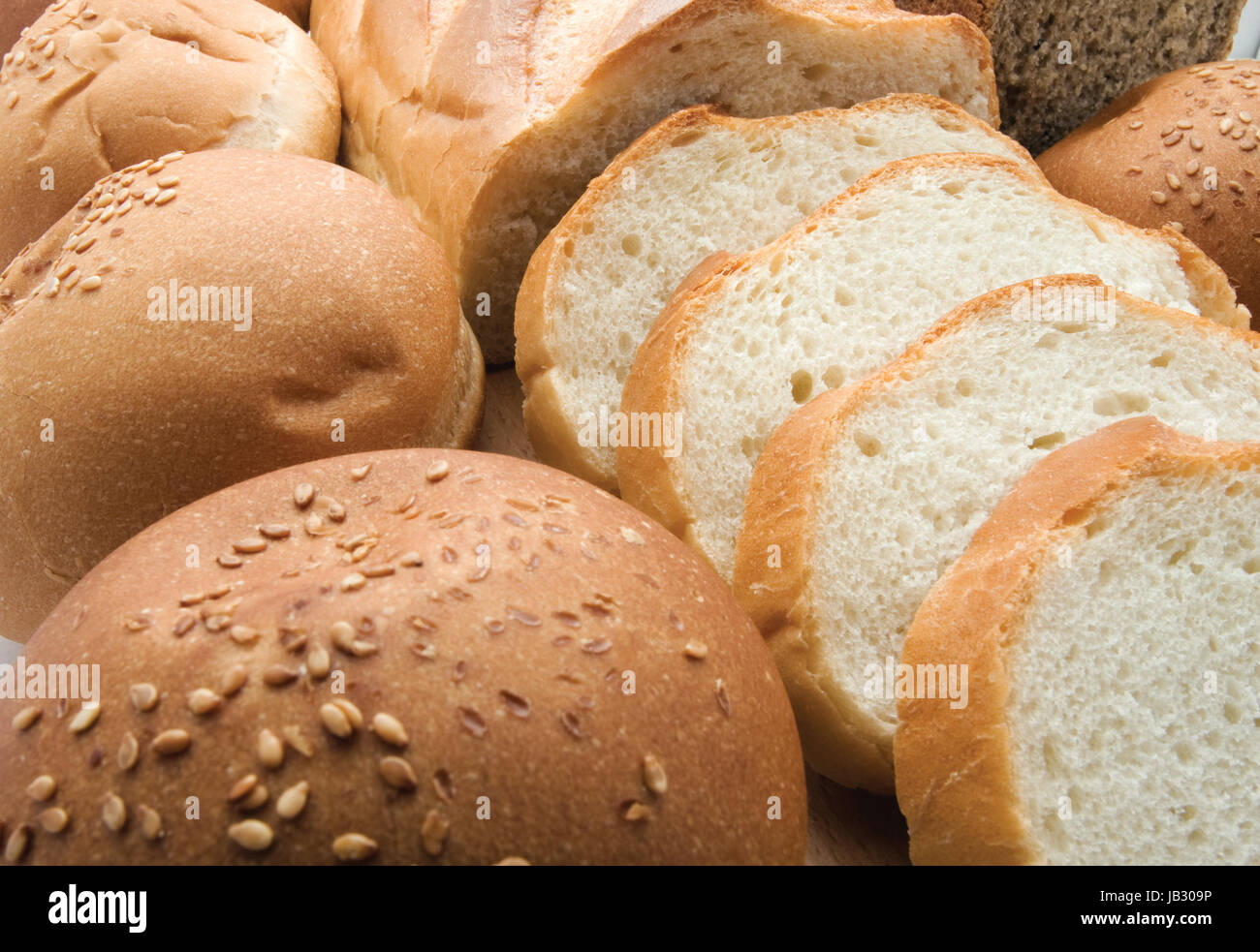 Different types of bread isolated on white Stock Photo - Alamy