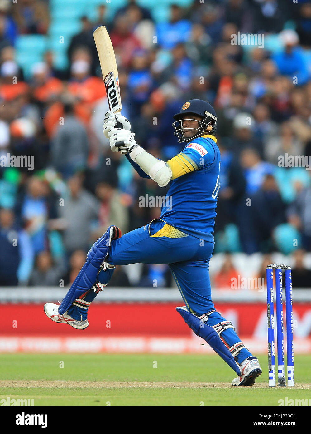 Sri Lanka's Angelo Mathews hits the winning runs against India during ...