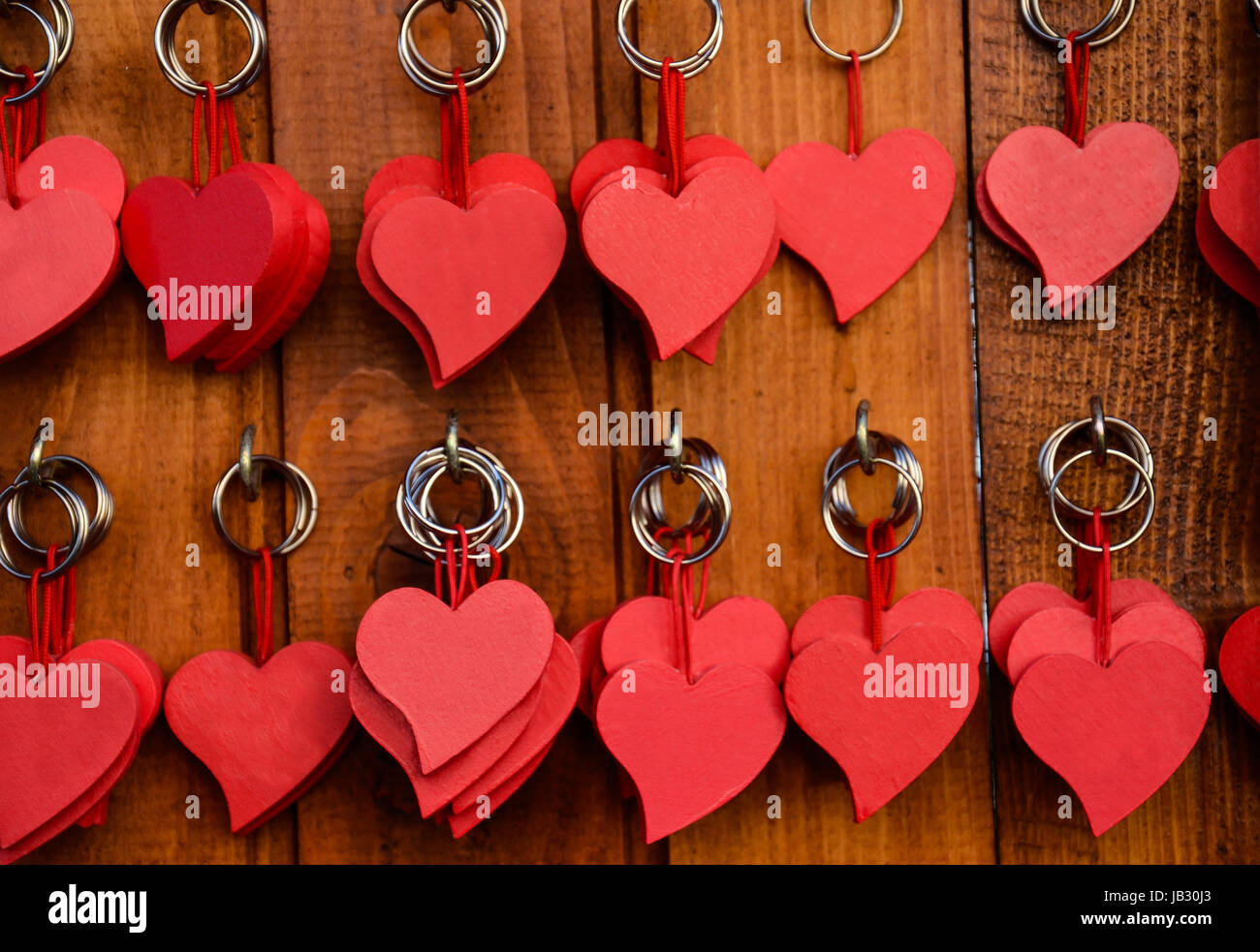 Red wooden heart key chain Stock Photo - Alamy