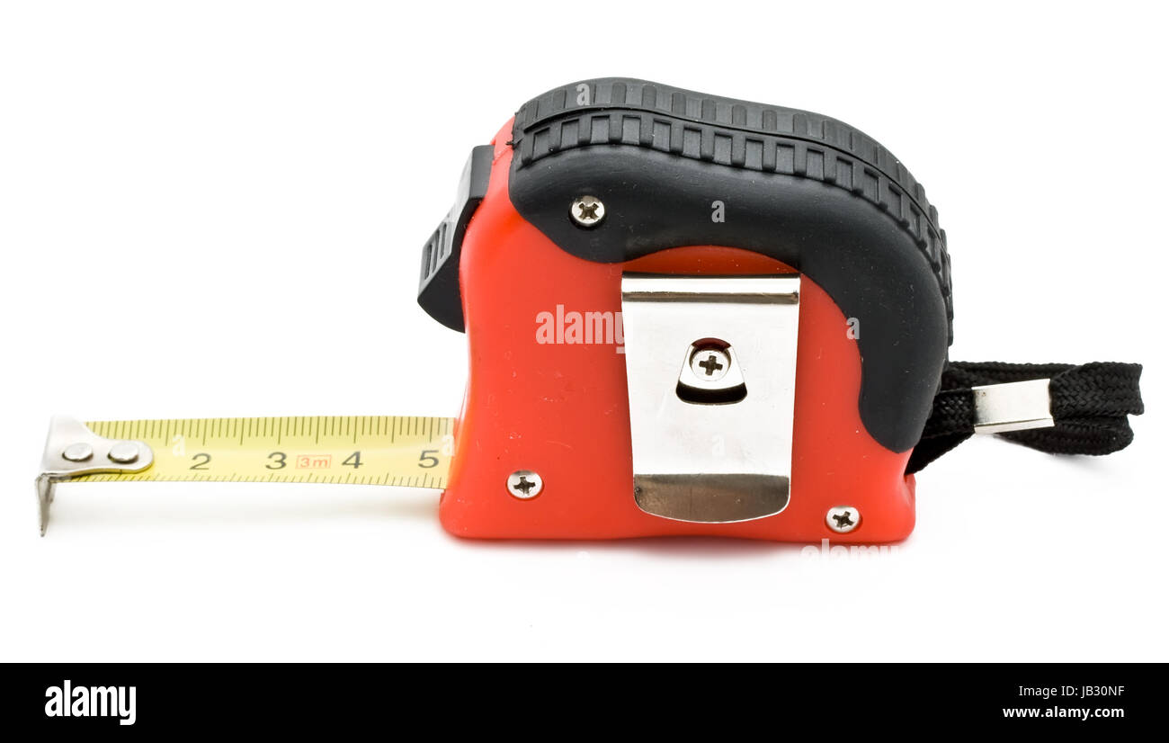 Red tape measure on white background Stock Photo - Alamy