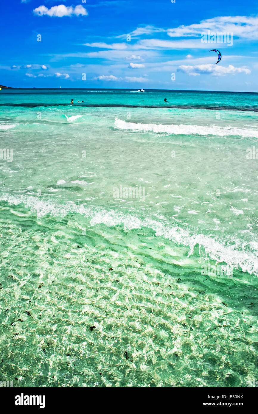 Sandy beach La Cinta and transparent sea, Sardinia, Italy Stock Photo ...