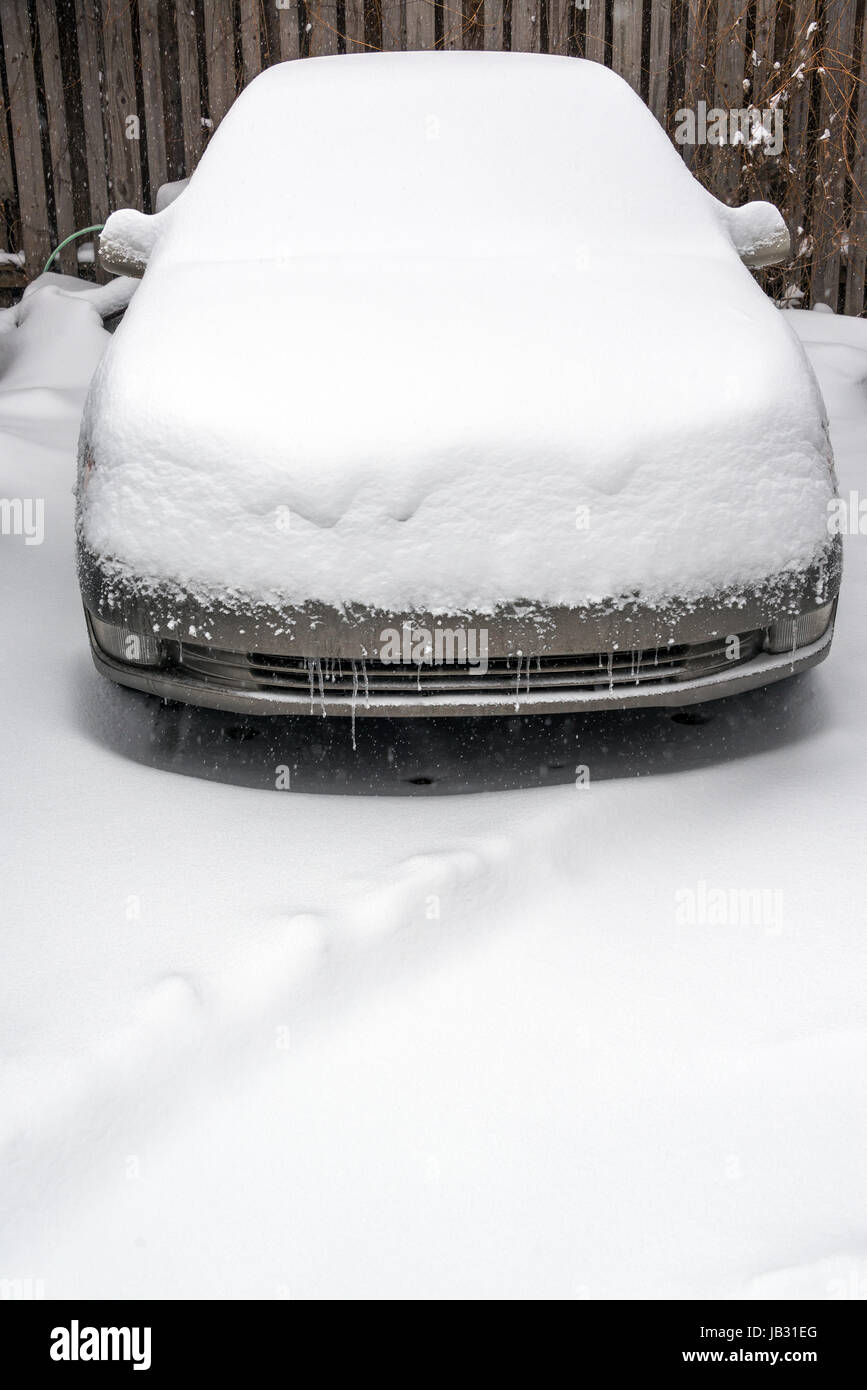 Car covered in snow in a blizzard in Chicago Stock Photo - Alamy