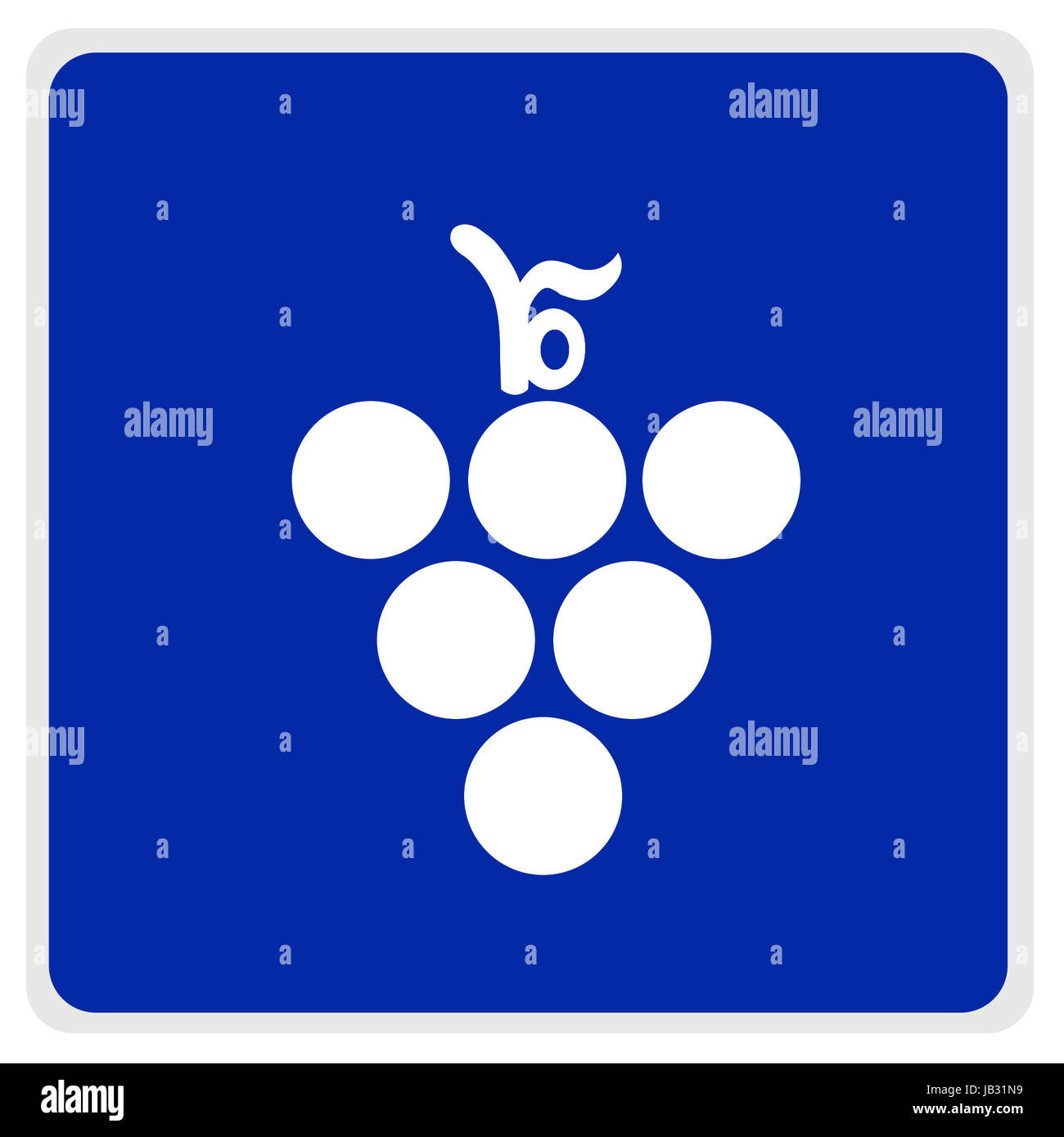 road sign - grapes, white on blue Stock Photo - Alamy