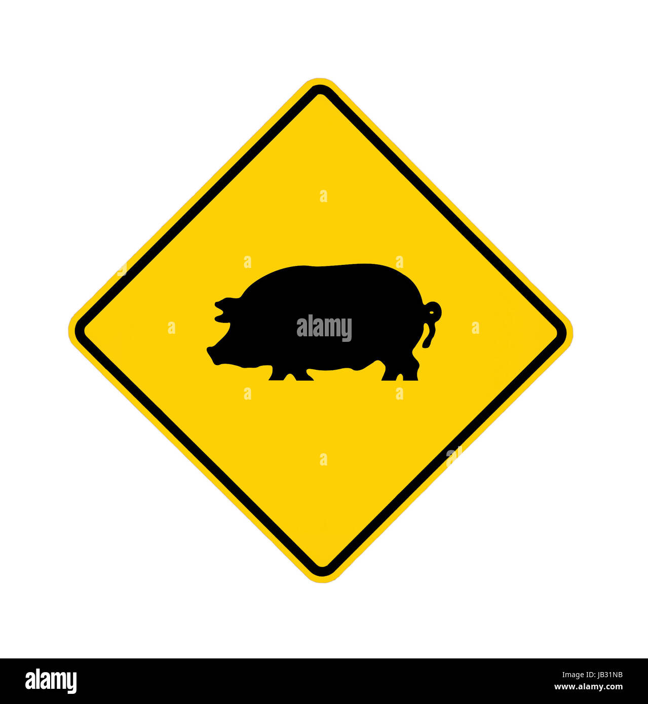 road sign - pig crossing, black on yellow Stock Photo - Alamy