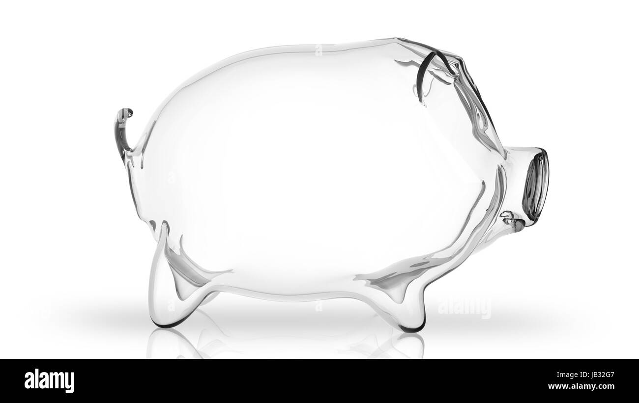 Conceptual image of a transparent empty piggy bank. 3d rendering Stock ...