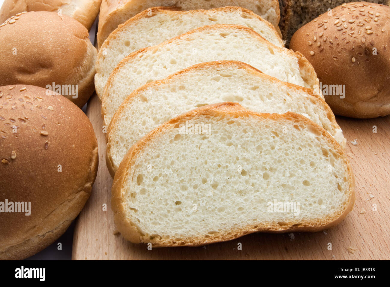 Different types of bread isolated on white Stock Photo - Alamy