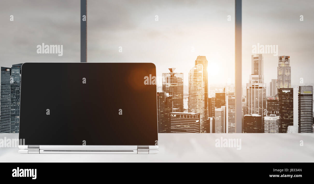 Work place with panoramic view Stock Photo - Alamy
