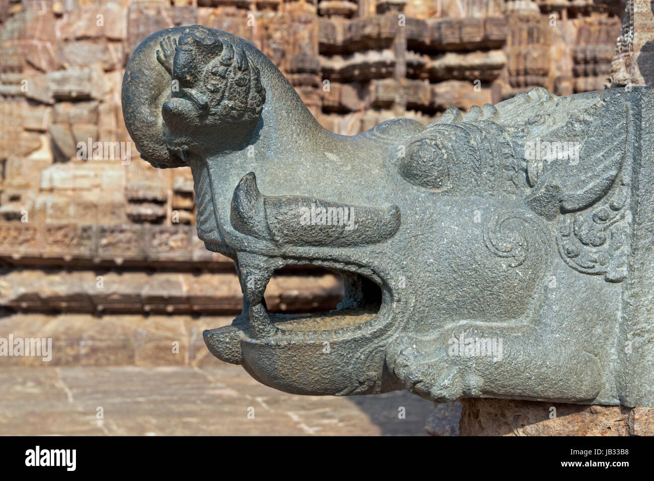 Granite water spout in the shape of a mythical creature at the ancient ...