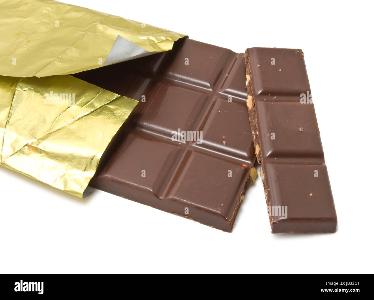 Chocolate bars in gold cover isolated on white background Stock Photo ...