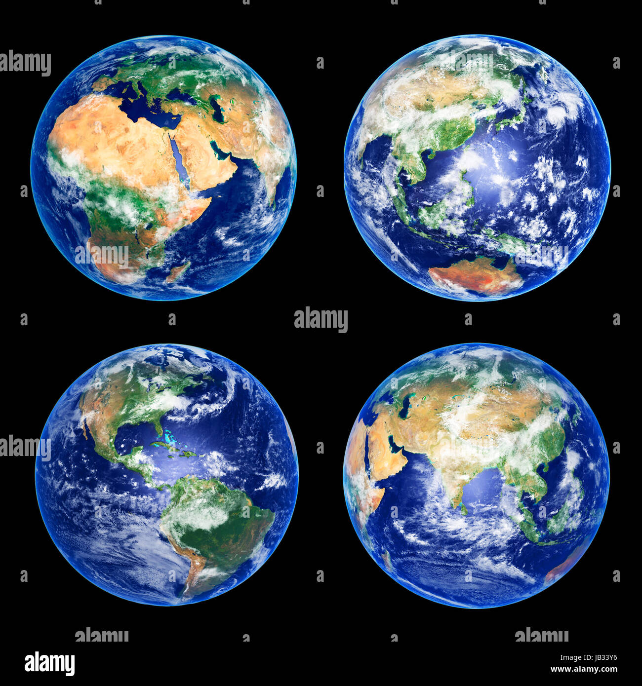 Four Earth Globes with clouds, high resolution pictures Stock Photo - Alamy