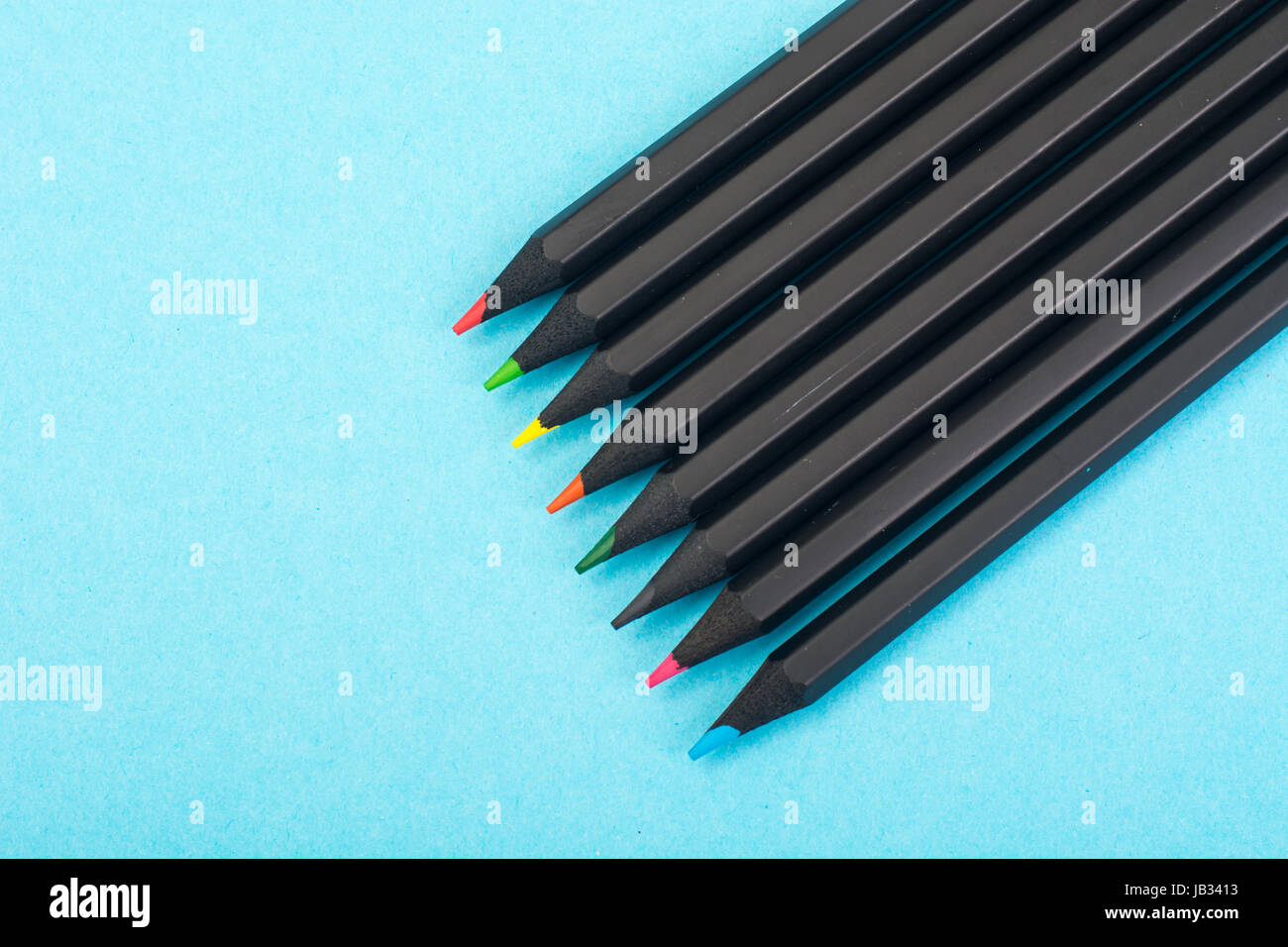 Set of black colored pencils on white background. Studio Photo Stock ...