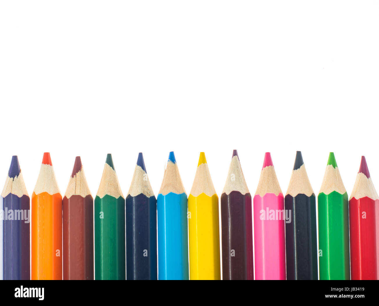 Line of colored pencils on white background. Studio Photo Stock Photo ...