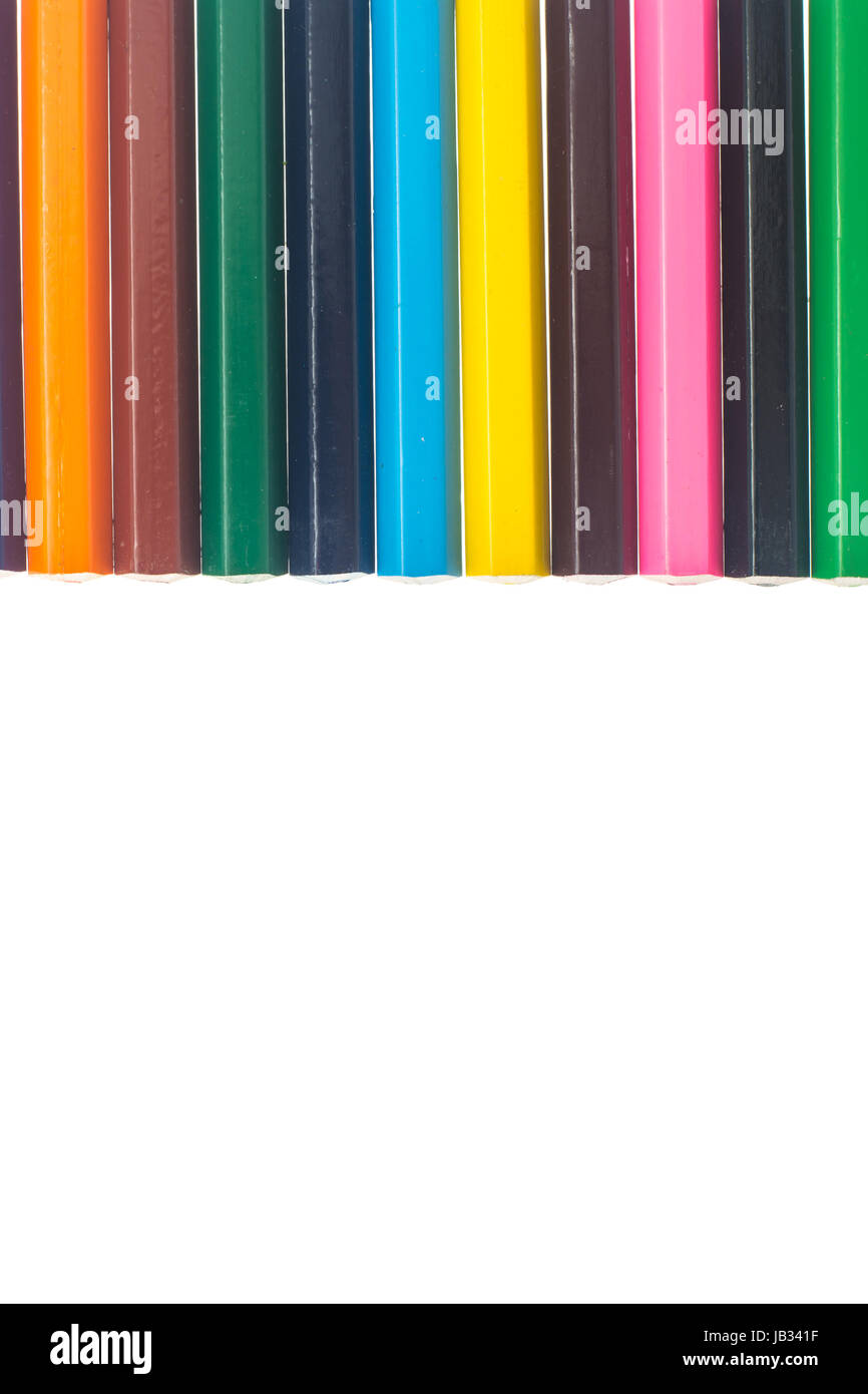 Line of colored pencils on white background. Studio Photo Stock Photo ...