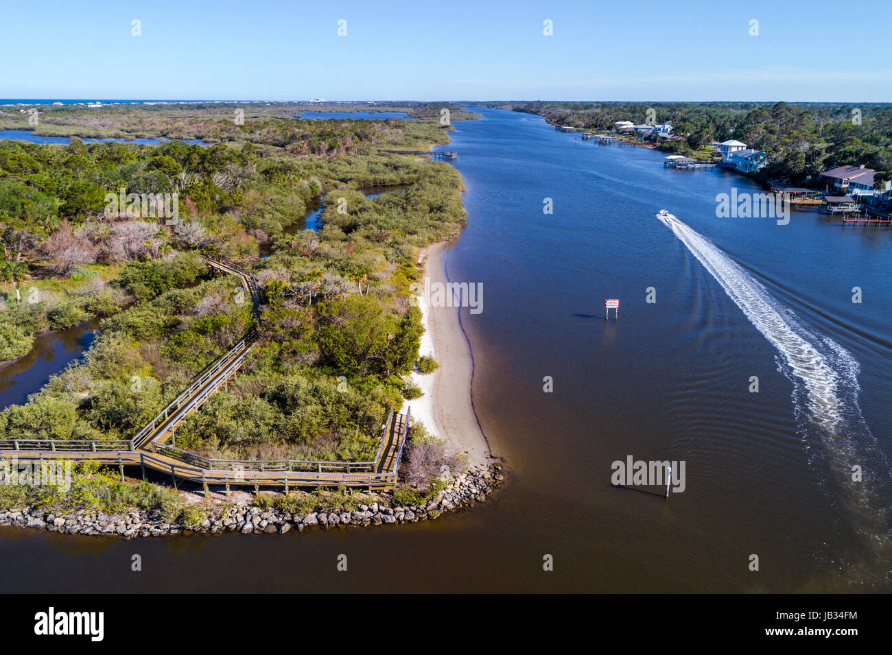 Florida Flagler Beach,Matanzas River,aerial overhead view from above ...