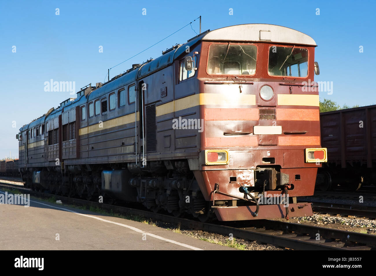 modern locomotive on a railway Stock Photo - Alamy