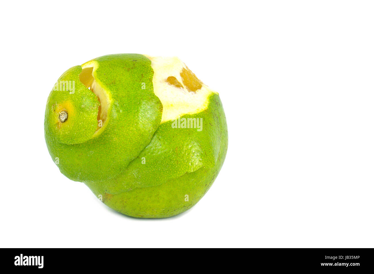 Half peeled Orangel isolated on white background Stock Photo - Alamy