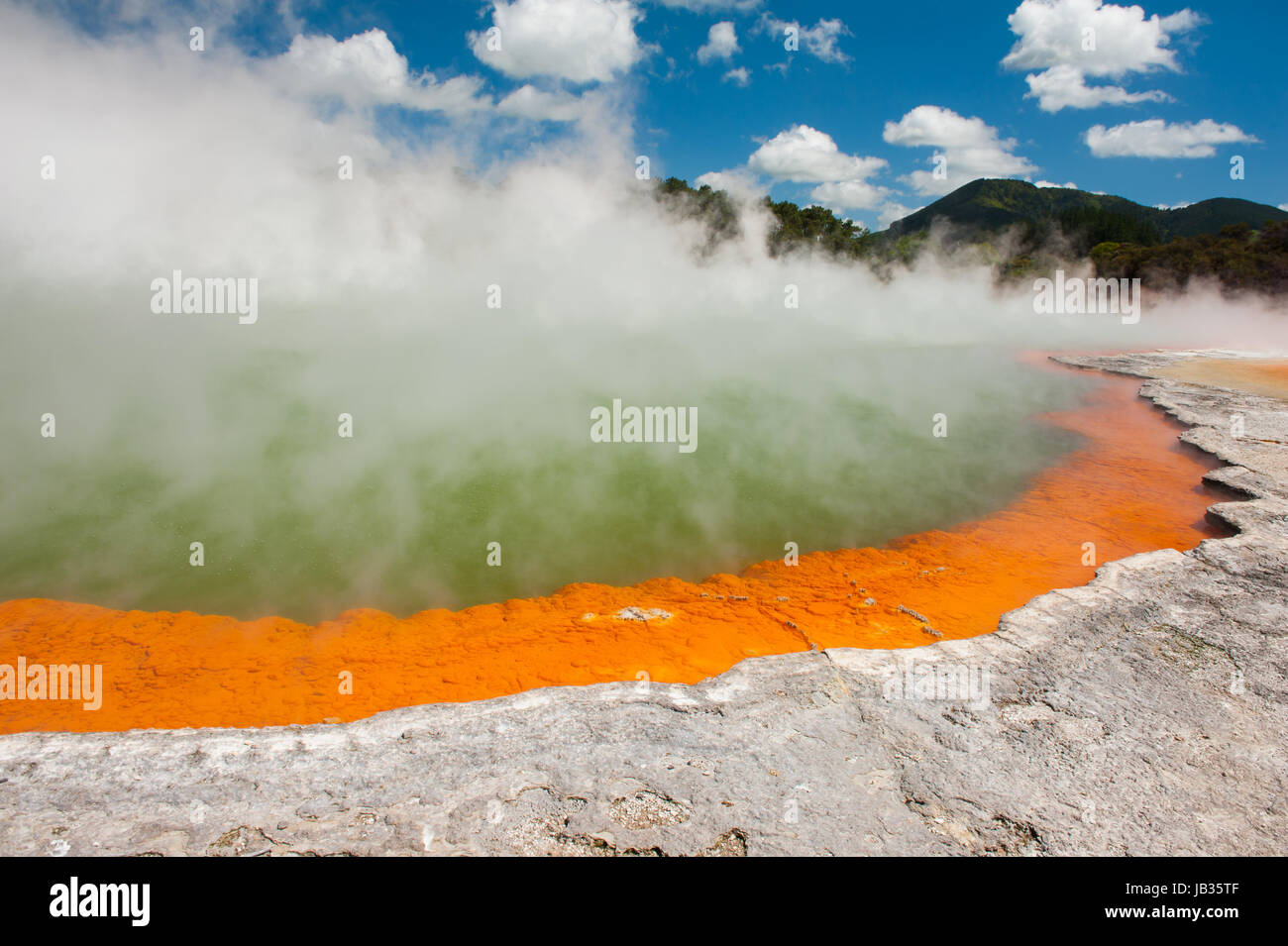 Unique steaming spring champagne pool in Wai-O-Tapu geothermal area ...