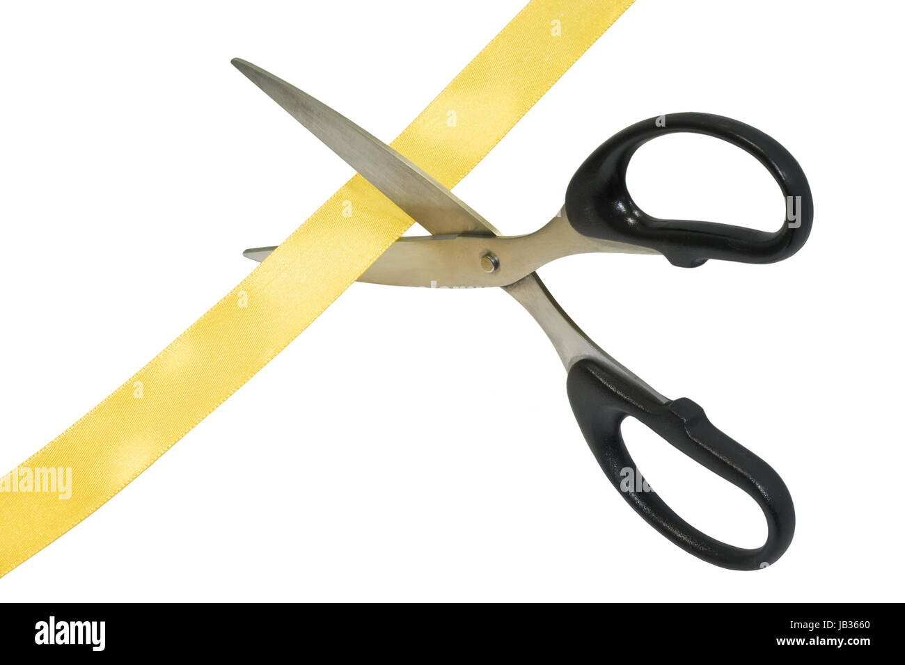 Grand Opening scissors cutting a golden ribbon Stock Photo - Alamy