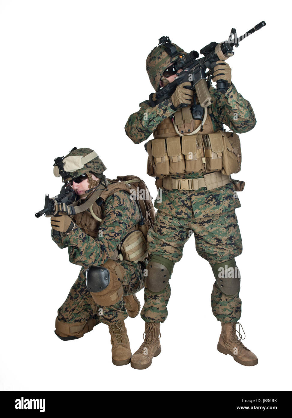 Two US marines with rifles in action Stock Photo - Alamy