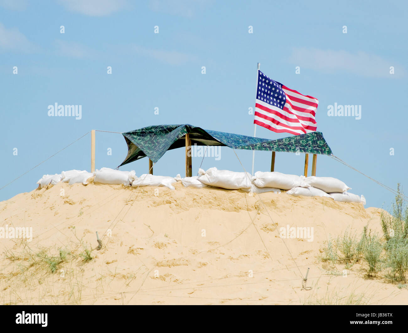 american military checkpoint with the US flag Stock Photo - Alamy