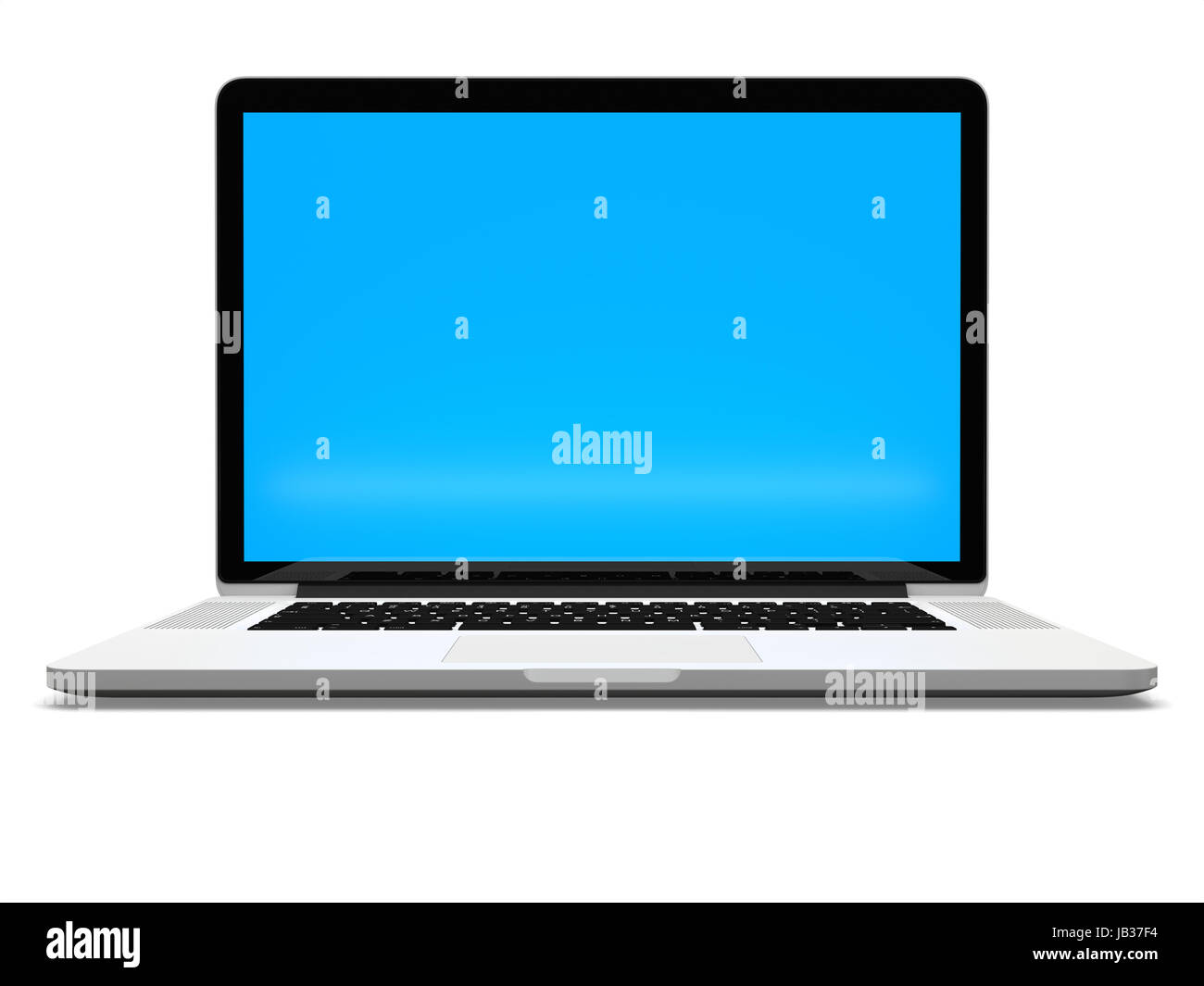 Laptop computer blank blue screen isolated on white background Stock ...