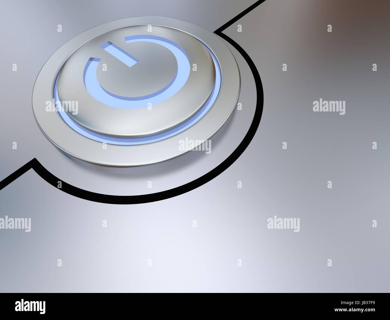 Metallic on-off button illustration with glowing blue light Stock Photo ...