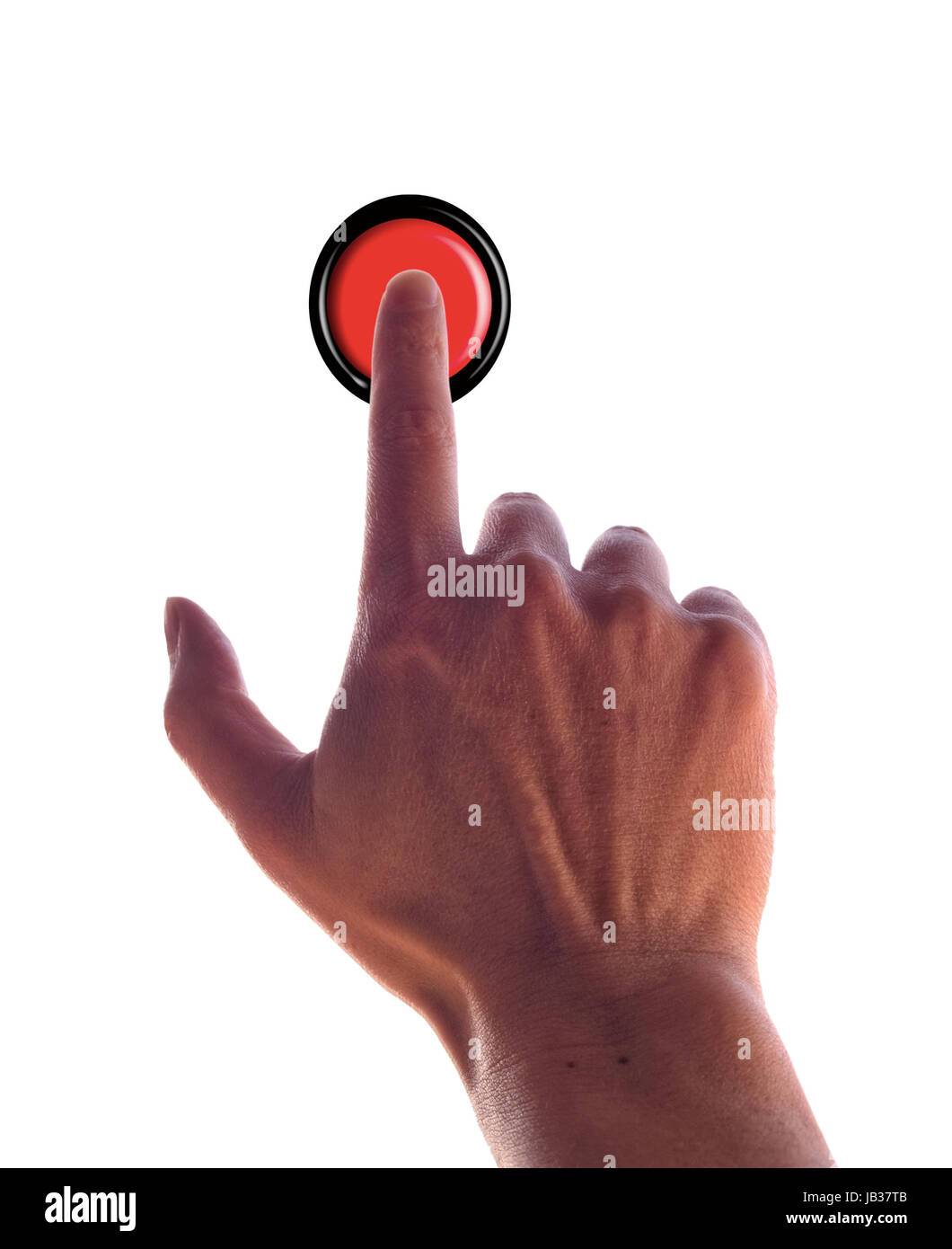finger press red button Stock Photo - Alamy