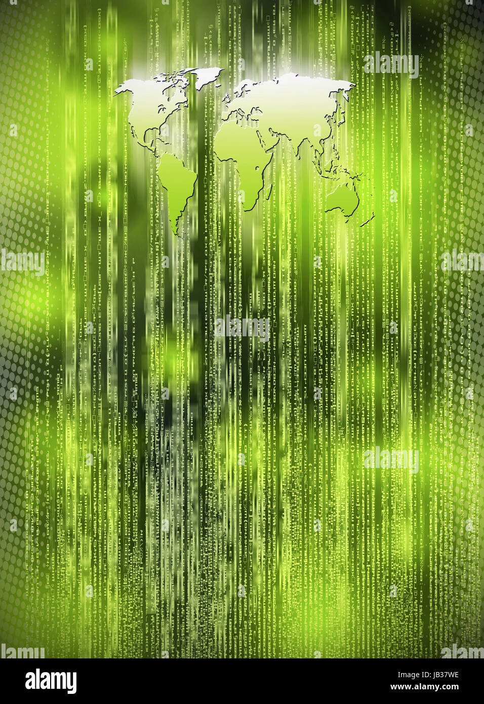 abstract background with world map matrix style Stock Photo - Alamy