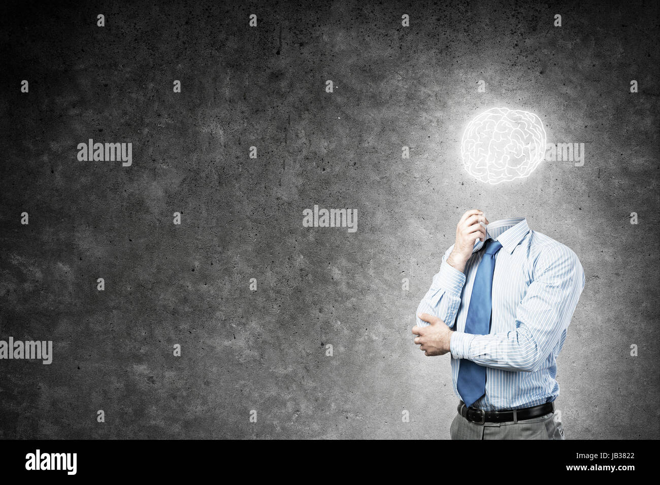 Brain headed businessman Stock Photo - Alamy