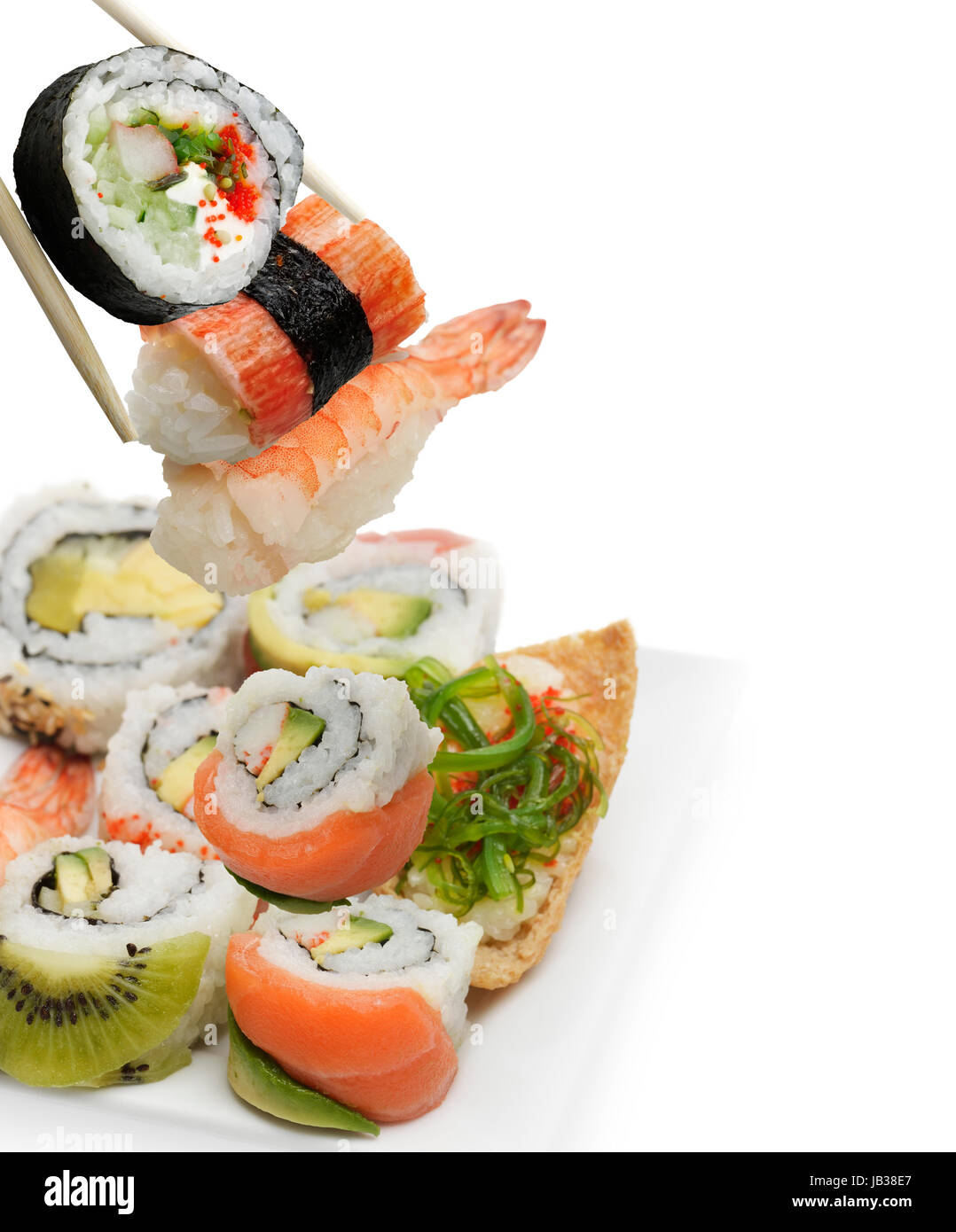 Sushi Assortment On White Background Stock Photo - Alamy