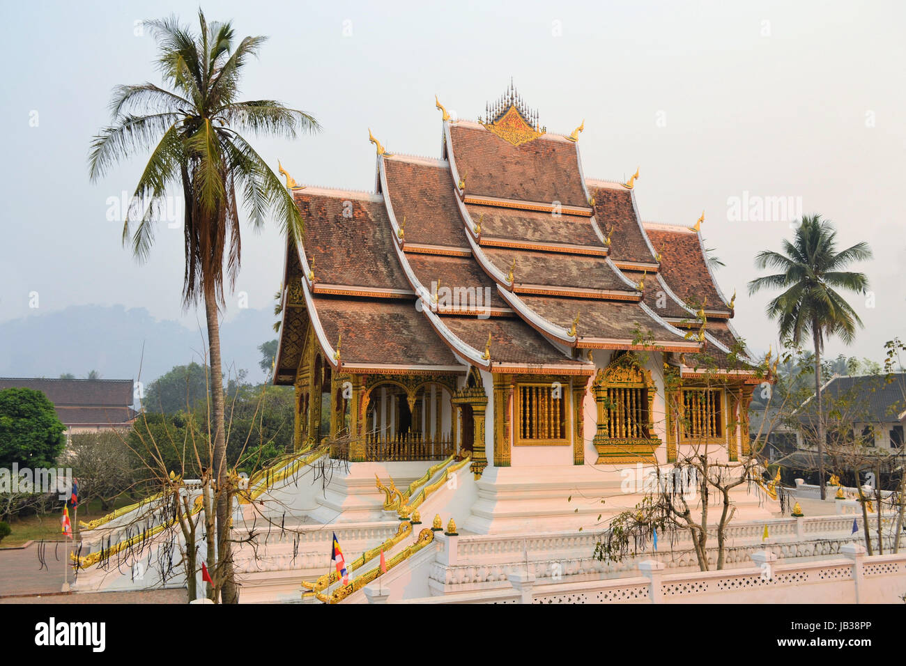 Ancient Buddhist temple in typical Laotian architecture in Luang ...