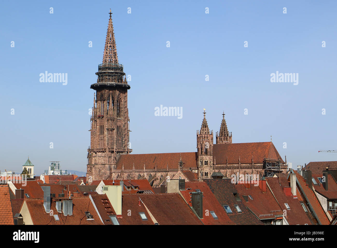Freiburg Minster, a medieval church in the city of Freiburg, at the ...
