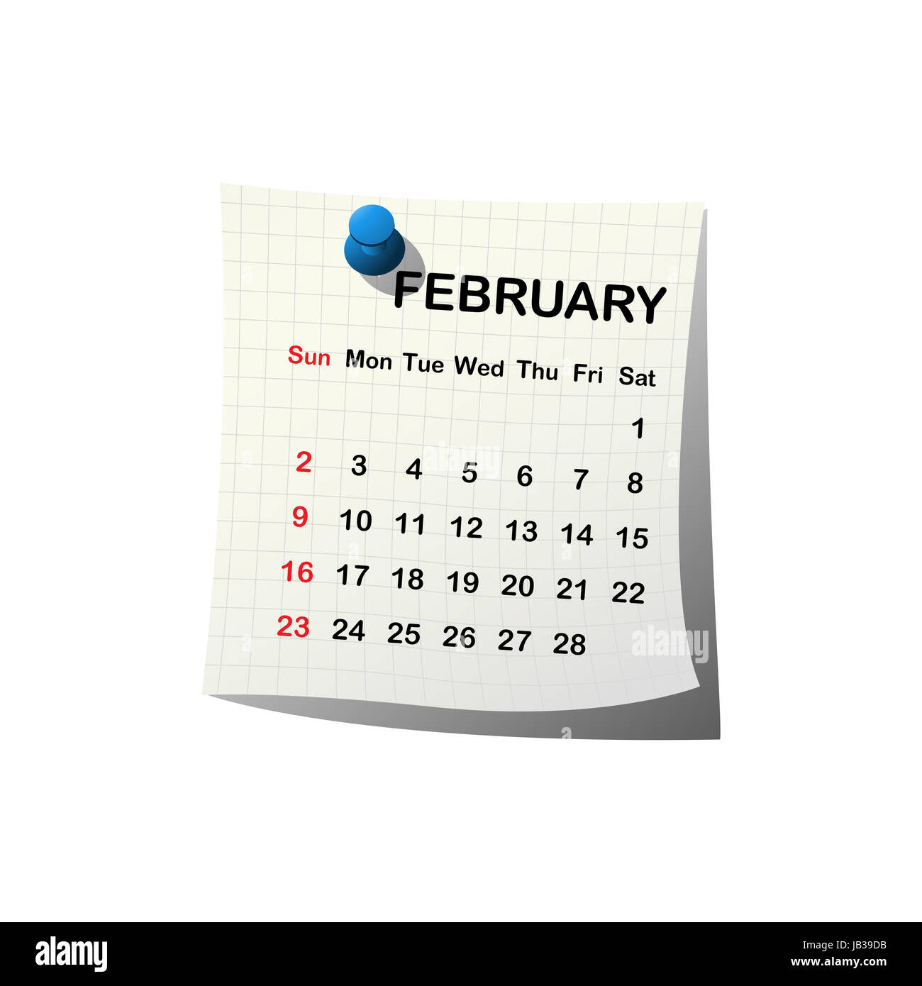 2014 paper calendar for February over white background Stock Photo - Alamy